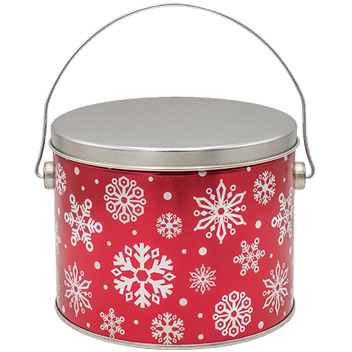 Red With Snowflakes 3-Flavor Gourmet Popcorn Tin (0.5-Gallon) – Popcorn Fix